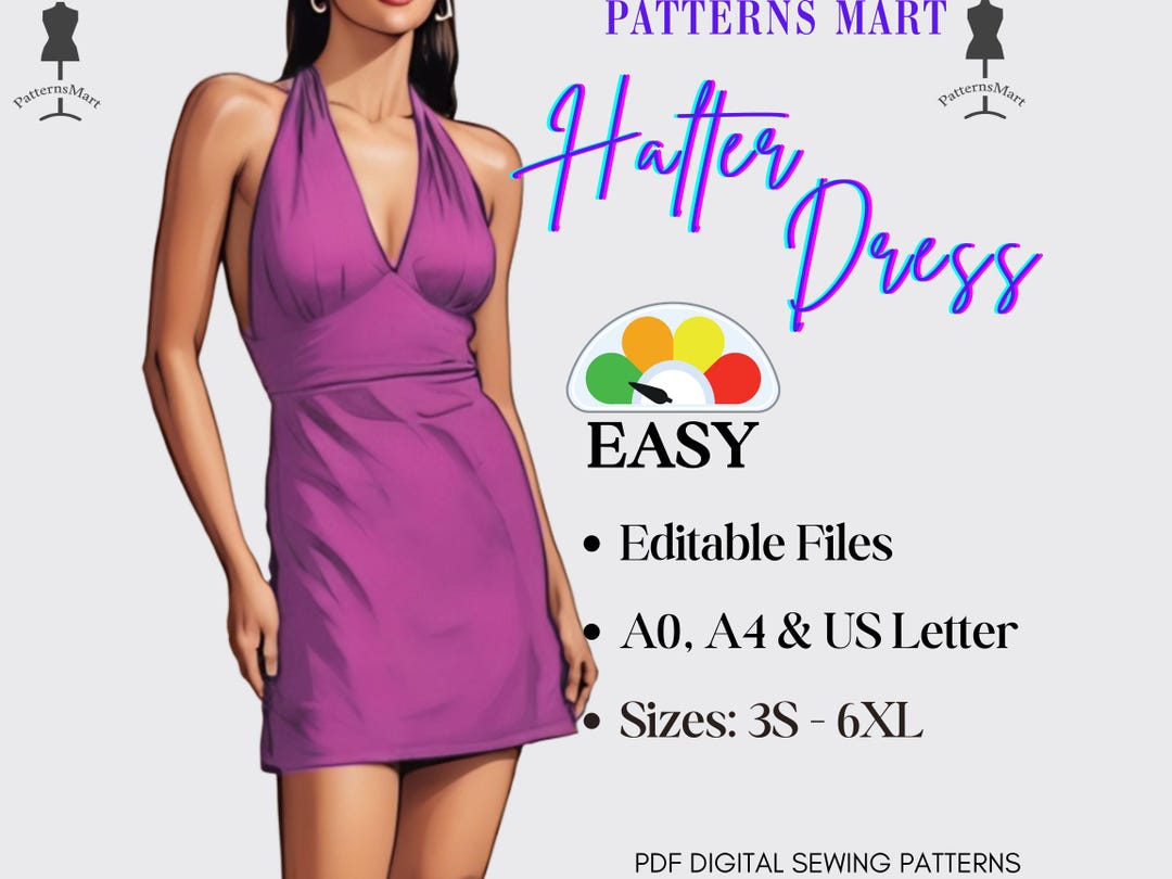 Halter Dress Sewing Pattern: Party Dress DIY (PDF Download) - Etsy