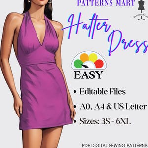 Halter Dress Sewing Pattern: Party Dress DIY (PDF Download) - Etsy