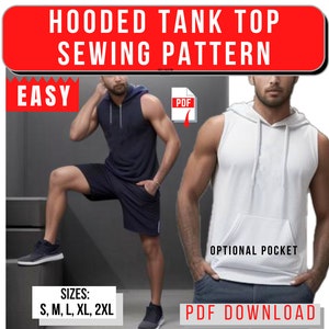 Men's Hooded Tank Top Sewing Pattern: Sport, Boho (PDF Pattern) - Etsy