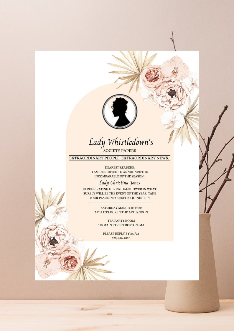 Bridgerton Theme Invitation Lady Whistledown's Bridal - Etsy Australia