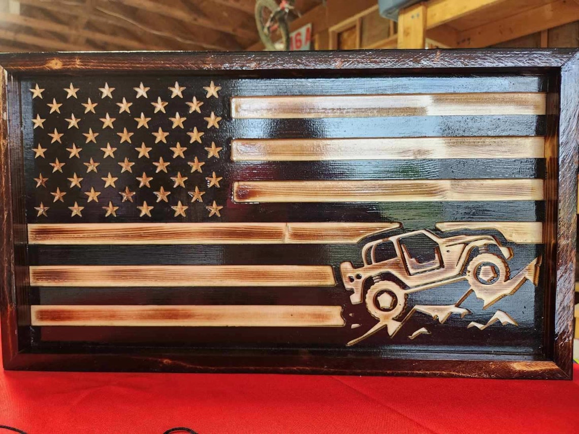 Rustic American Flag Jeep Engraved - Etsy