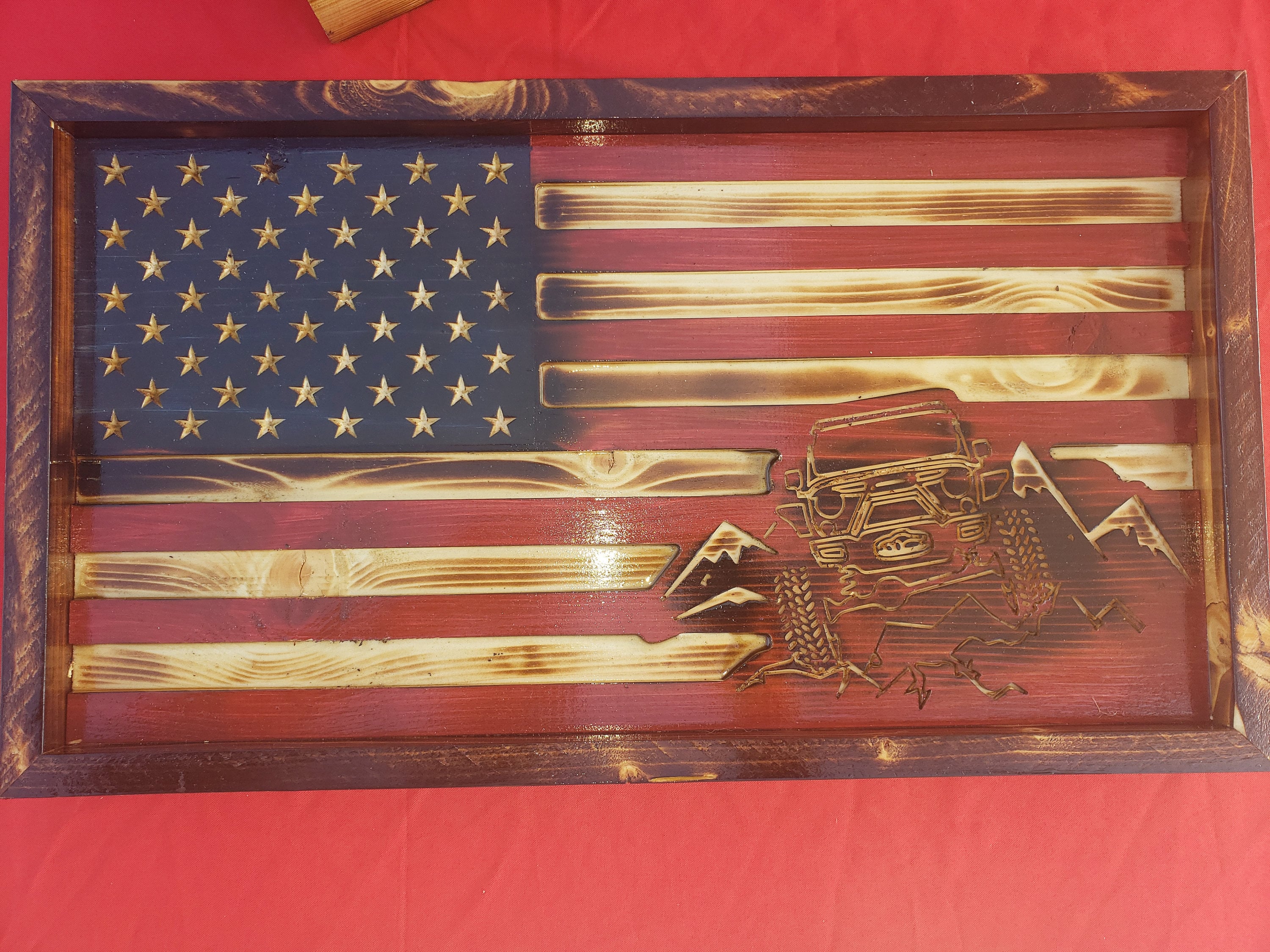 Rustic American Flag Jeep Engraved - Etsy