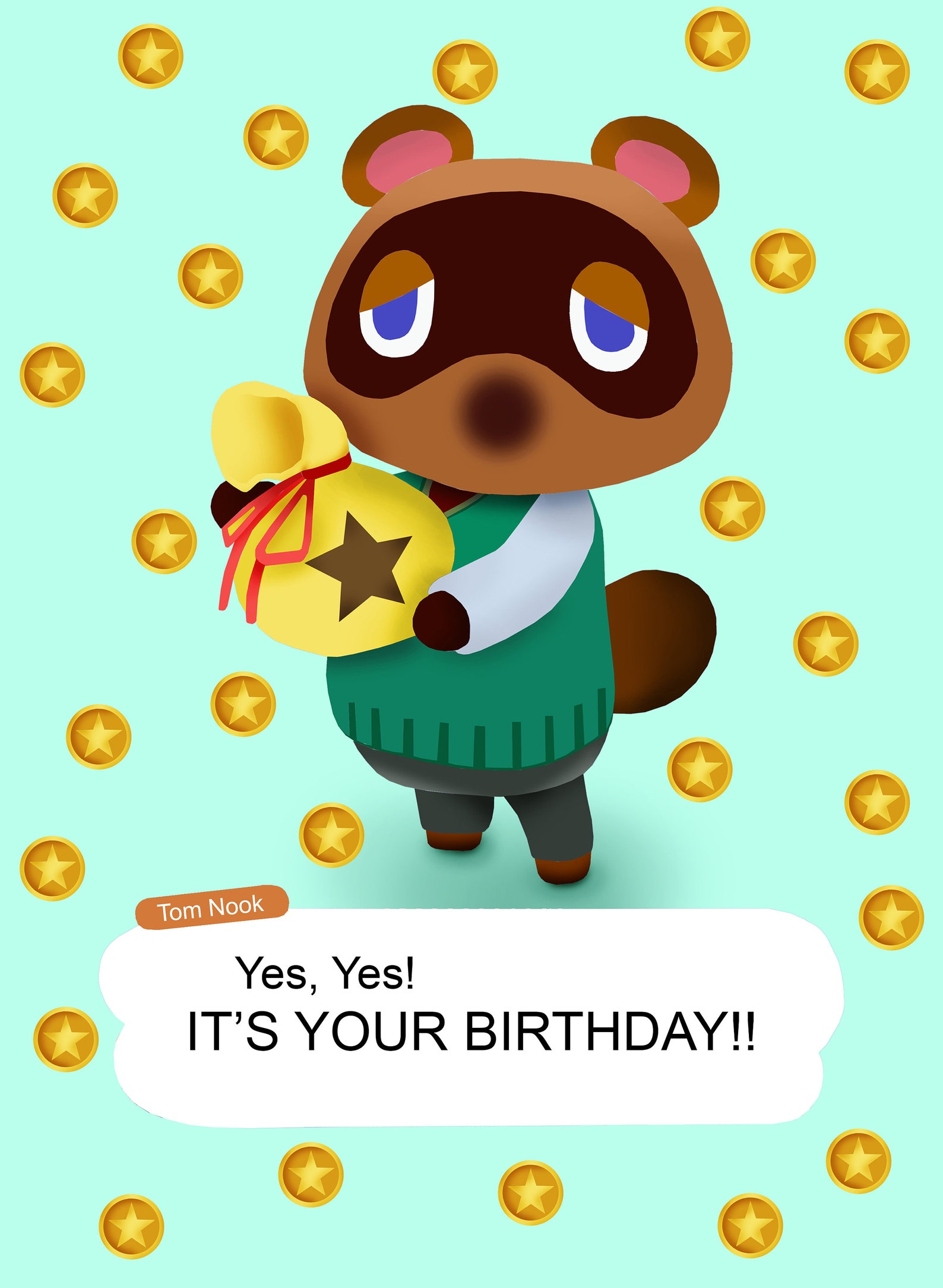Tom Nook Yes Yes Its Your Birthday ACNH Animal Crossing New - Etsy UK