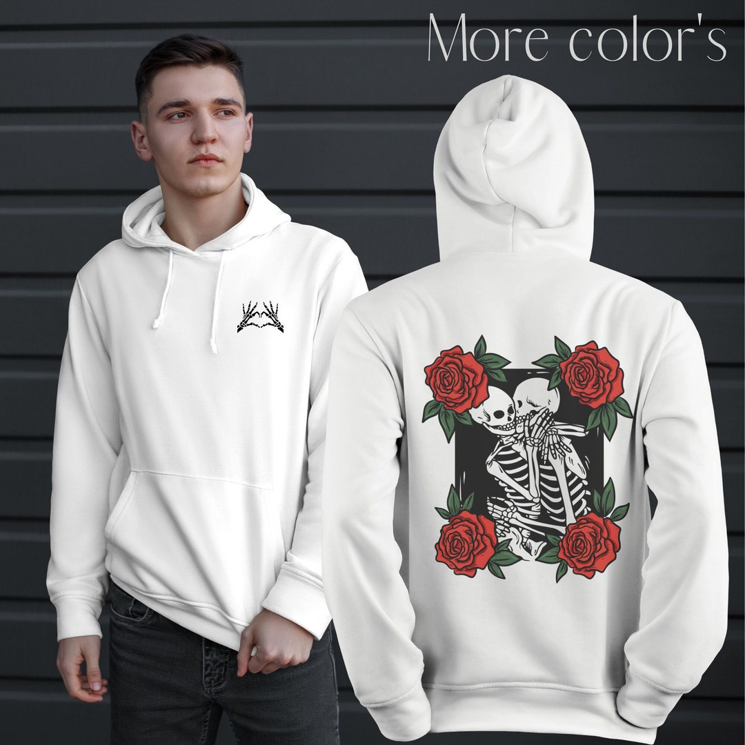 Skeleton Couple Hoodie, Red Rose Skeleton Sweatshirt Gift, Unisex ...