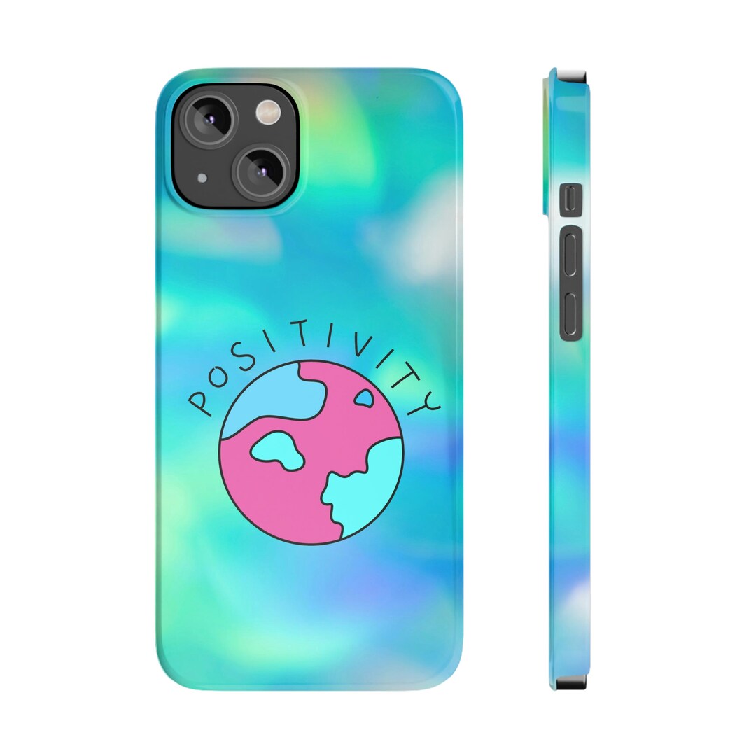 Positive Vibes World Teal iPhone and Samsung Slim Phone Cases ...