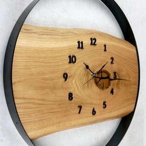 Large Oak Wood Wall Clock 50 Cm - Handmade - Etsy