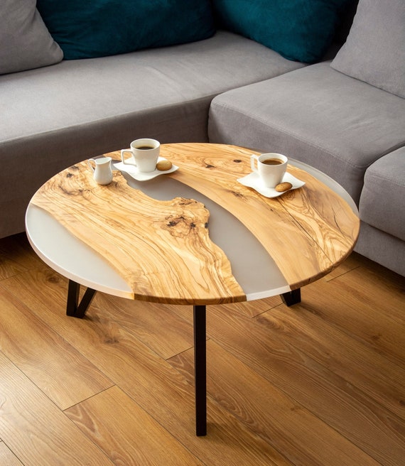 Custom Made Round Coffee Table in Olive Wood and Epoxy Resin Unusual Coffee Table Etsy