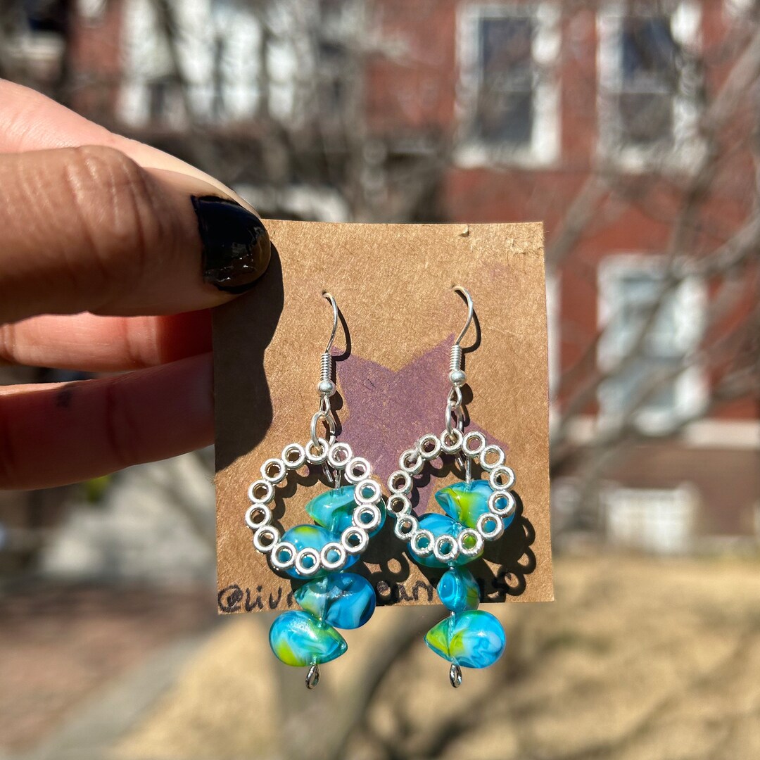 Blue + Green Teardrops With Fun Circle - Etsy