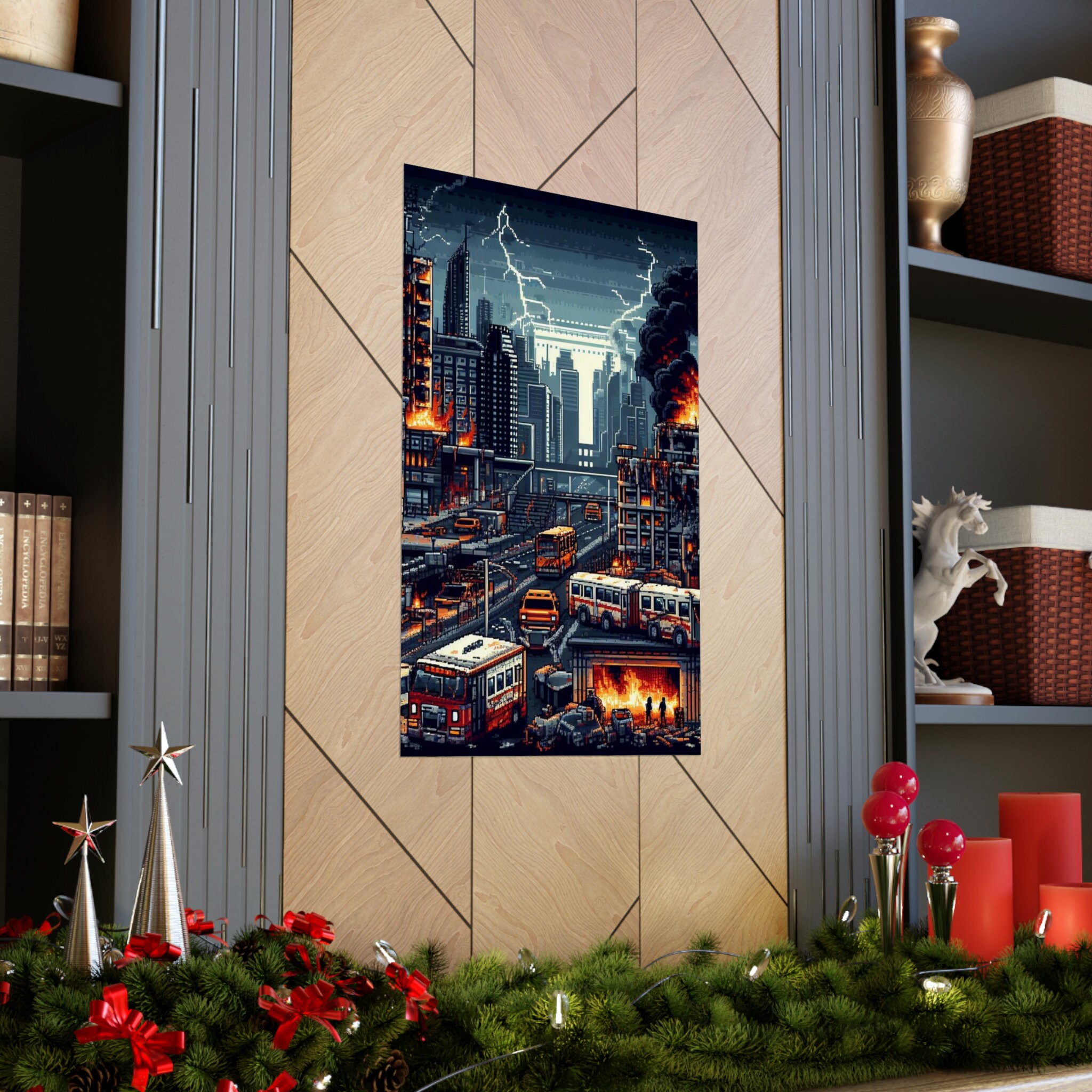 Pixelart Matte Vertical Room Poster on the Theme - Etsy