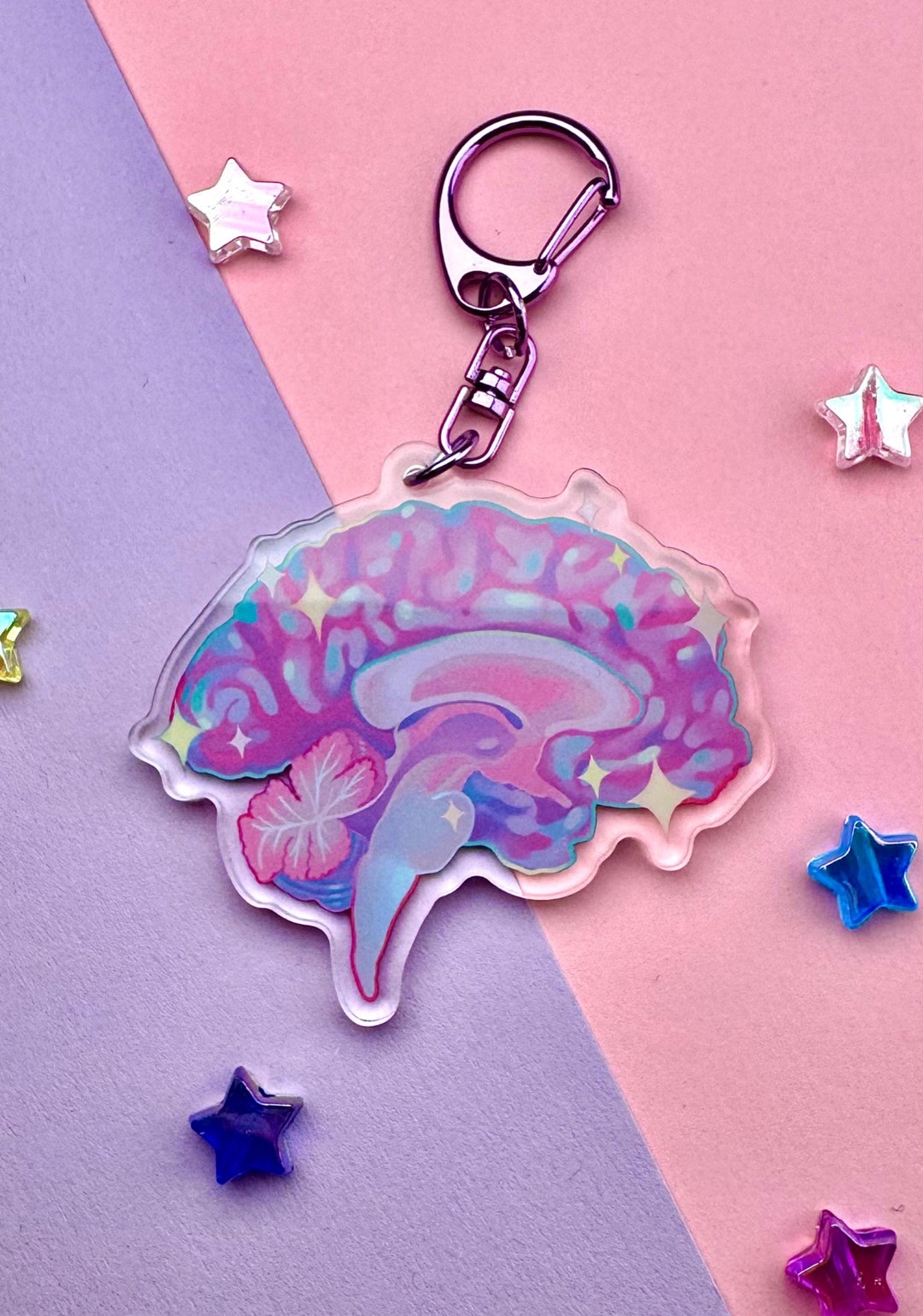 Colorful Sparkly Anatomical Brain: Keychain - Etsy