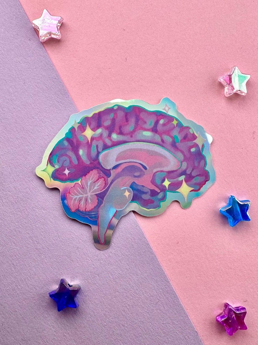 Cute Sparkly Anatomical Brain Sticker - Etsy