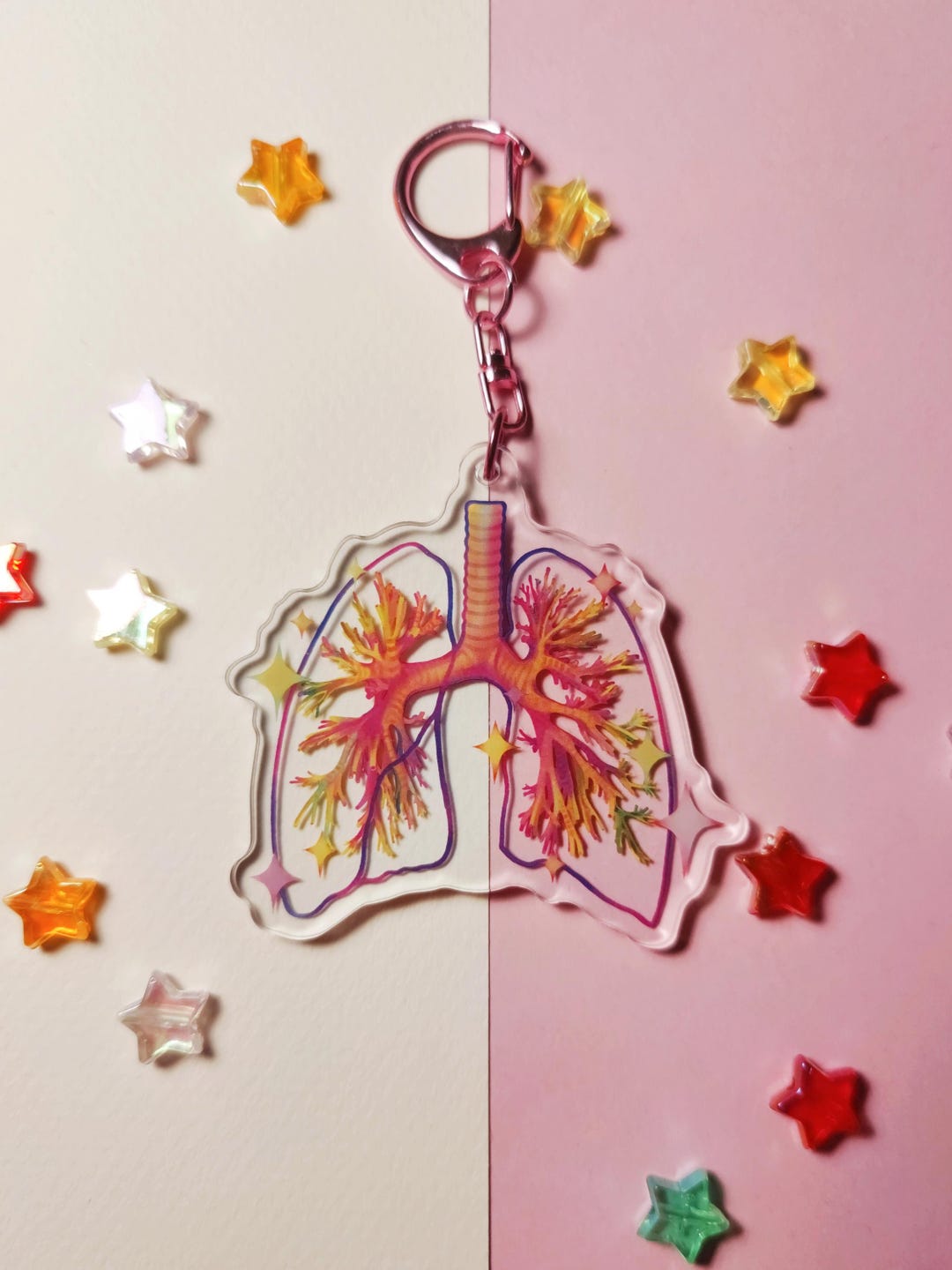 Colorful Sparkly Anatomical Lung: Keychain - Etsy