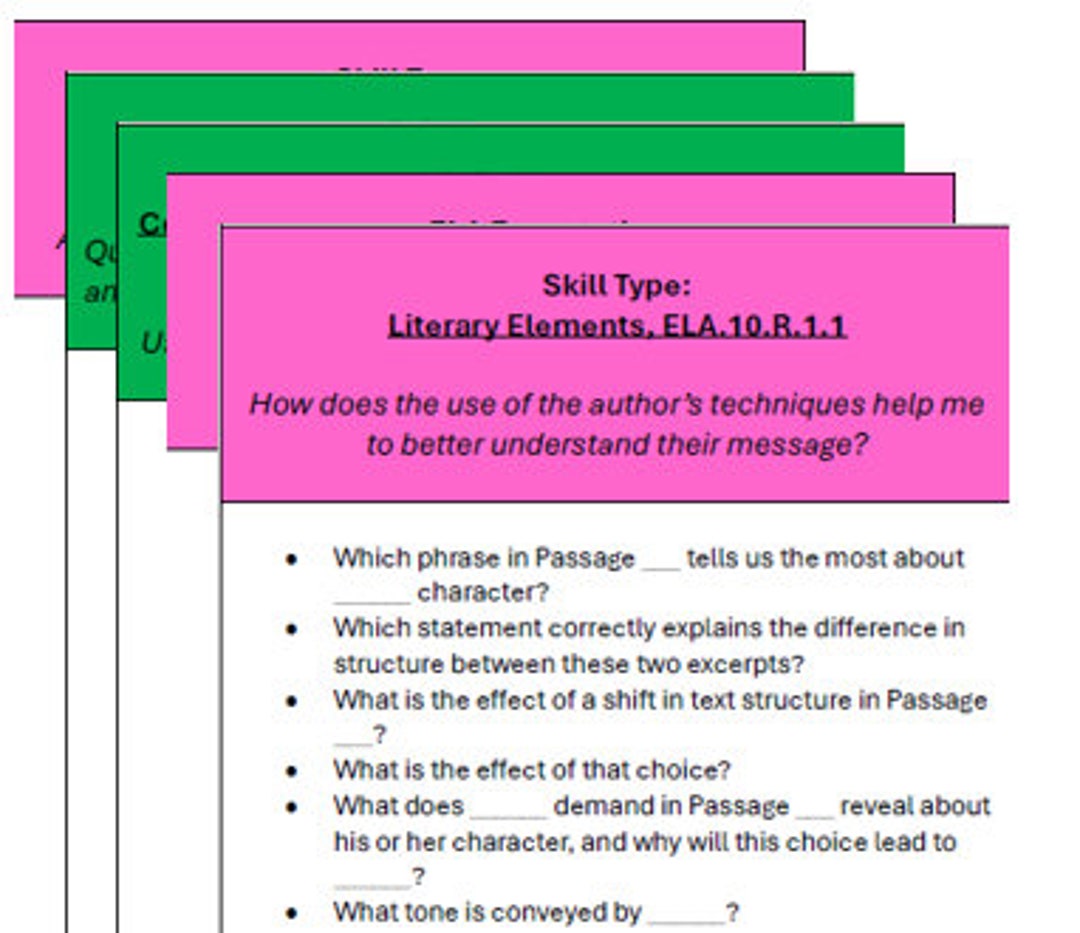 New! FAST ELA Reading Question Stem Skill Rings! Based on Best ELA ...