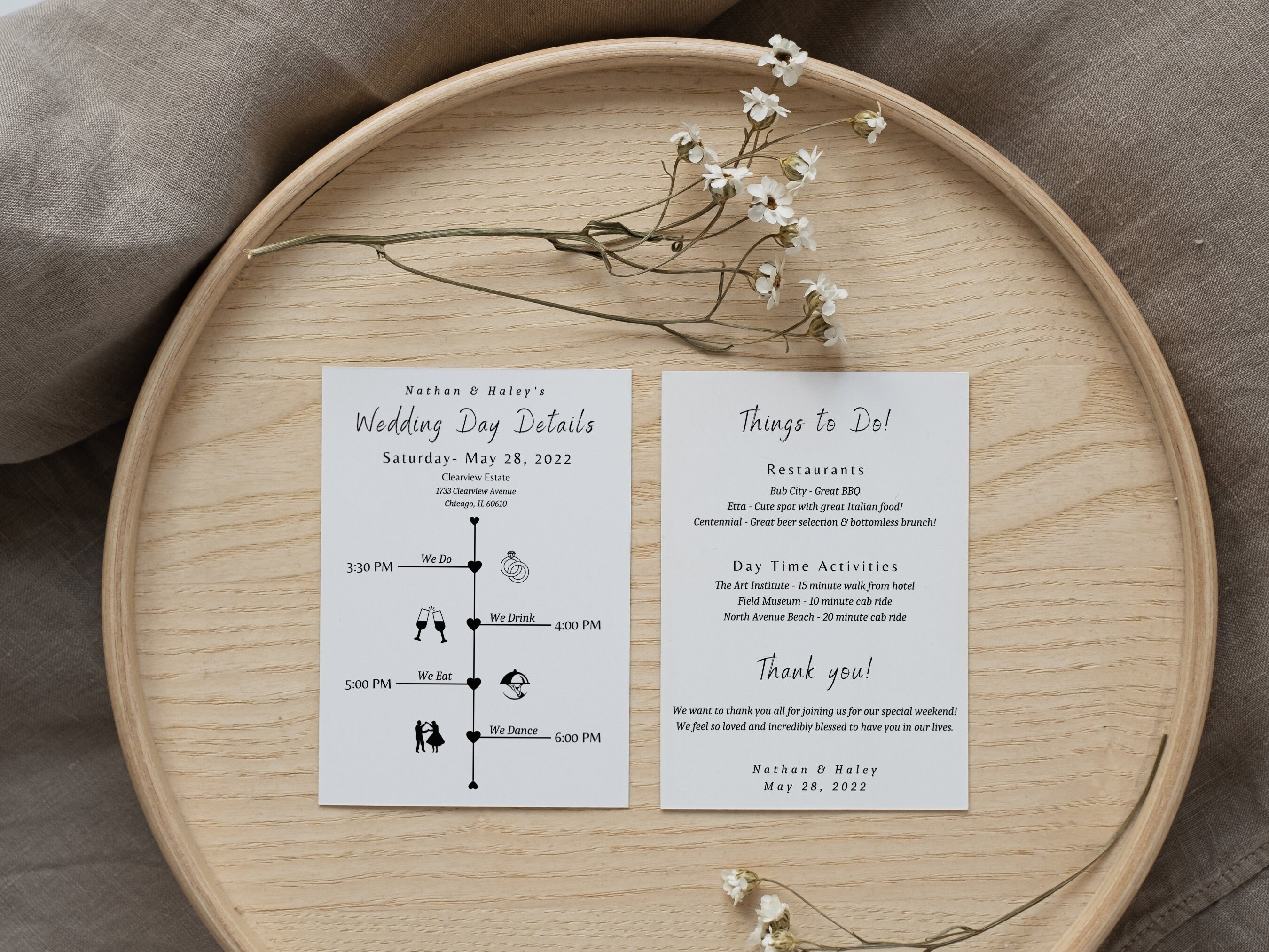 Wedding Timeline, Wedding Details Card, Wedding Itinerary, Wedding Day ...