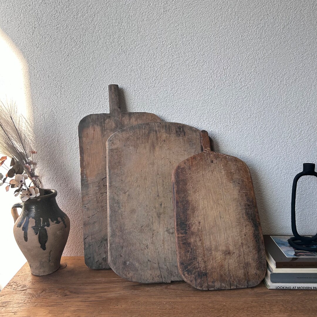 Antique Bread Board Set & Vintage Cutting Board Charcuterie Serving ...