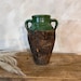 Green Antique Turkish Vase, Vintage Ceramic Flower Pot, Rustic Home ...