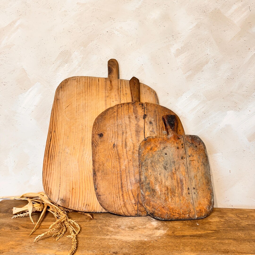 Antique Bread Board Set & Vintage Cutting Board - Charcuterie Serving ...