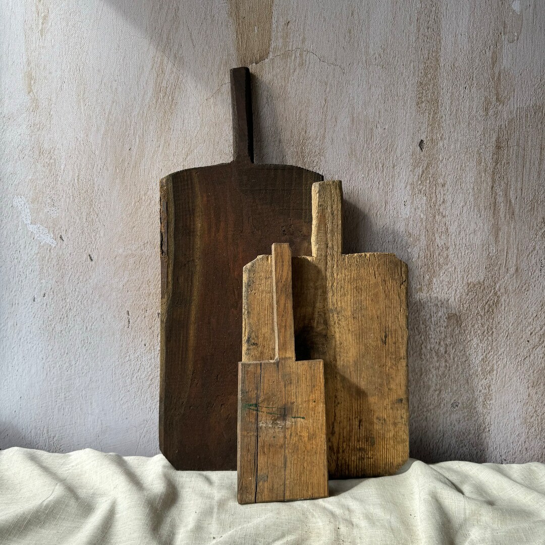 Antique Bread Board Set & Vintage Cutting Board Charcuterie Serving ...