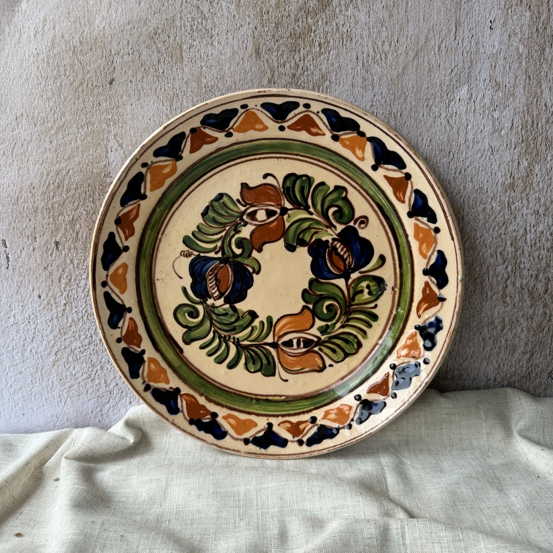 Antique Peasant Wall Plate Traditional Hand Painted Ceramic Pottery - Etsy