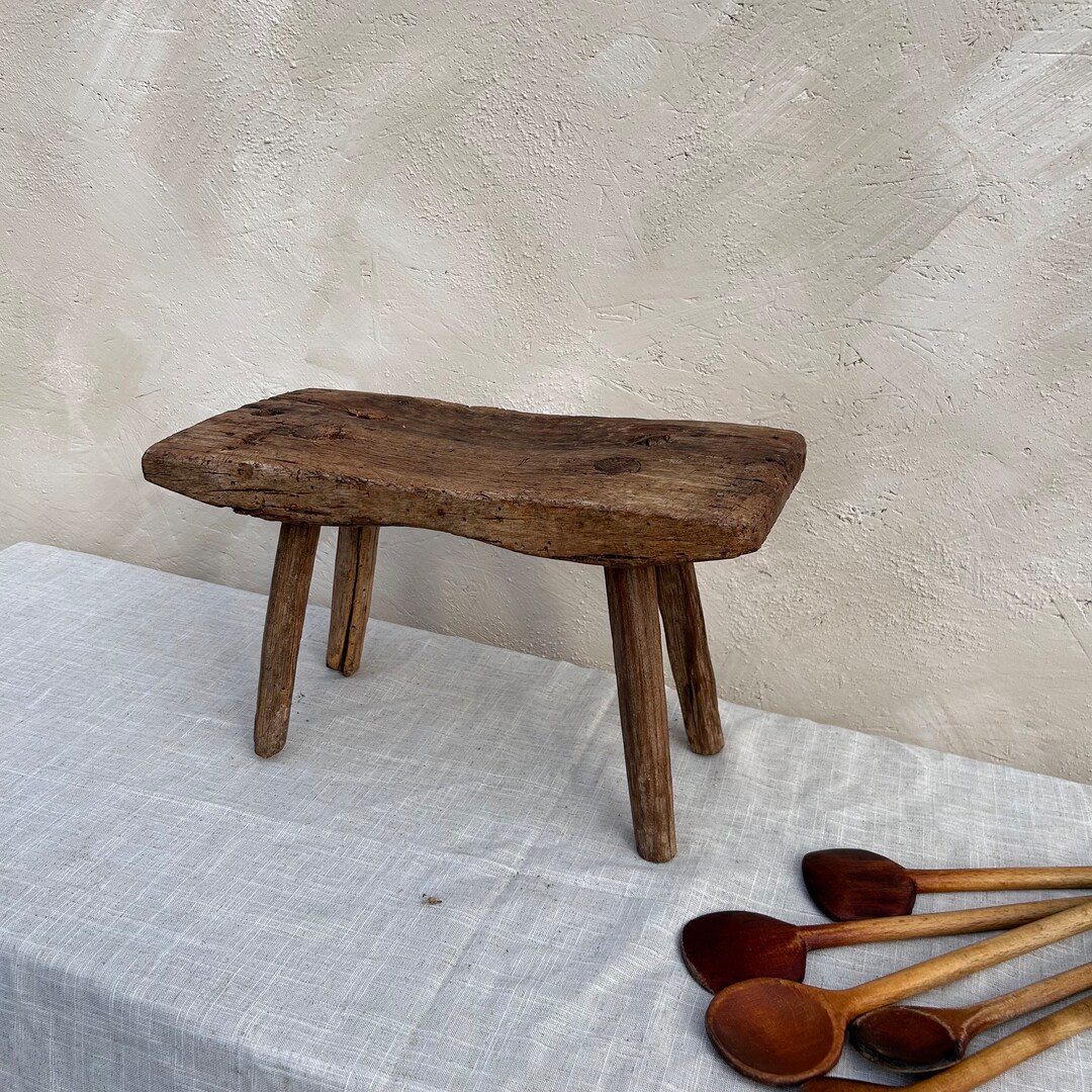 Small Vintage Stool, Milking Stool - Primitive Barn Stool, Chinese ...
