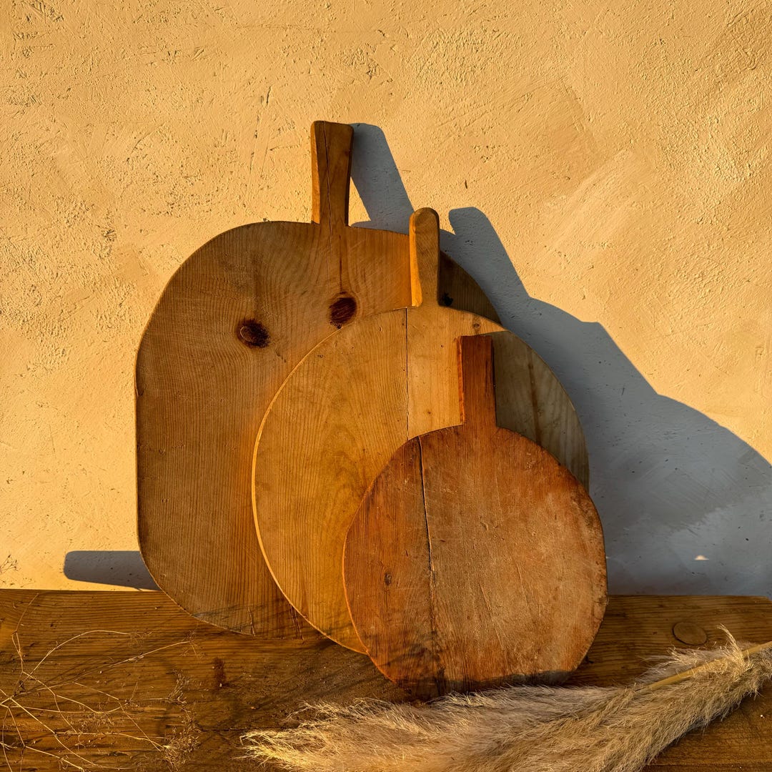 Antique Bread Board Set & Vintage Cutting Board - Charcuterie Serving ...