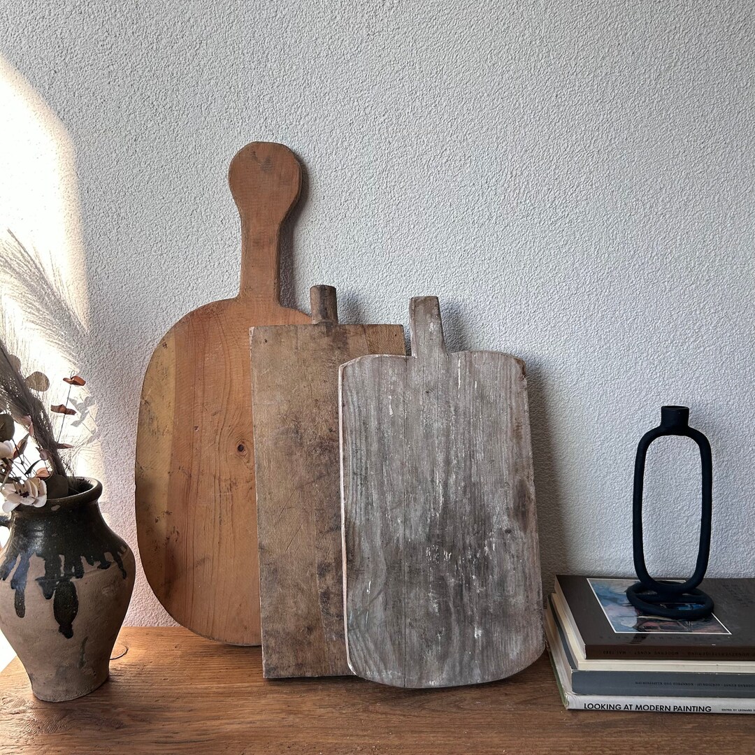 Antique Bread Board Set & Vintage Cutting Board Charcuterie Serving ...