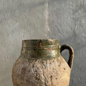 Antique Terracotta Vase, Rustic Turkish Pottery, Primitive Jug, Aged ...