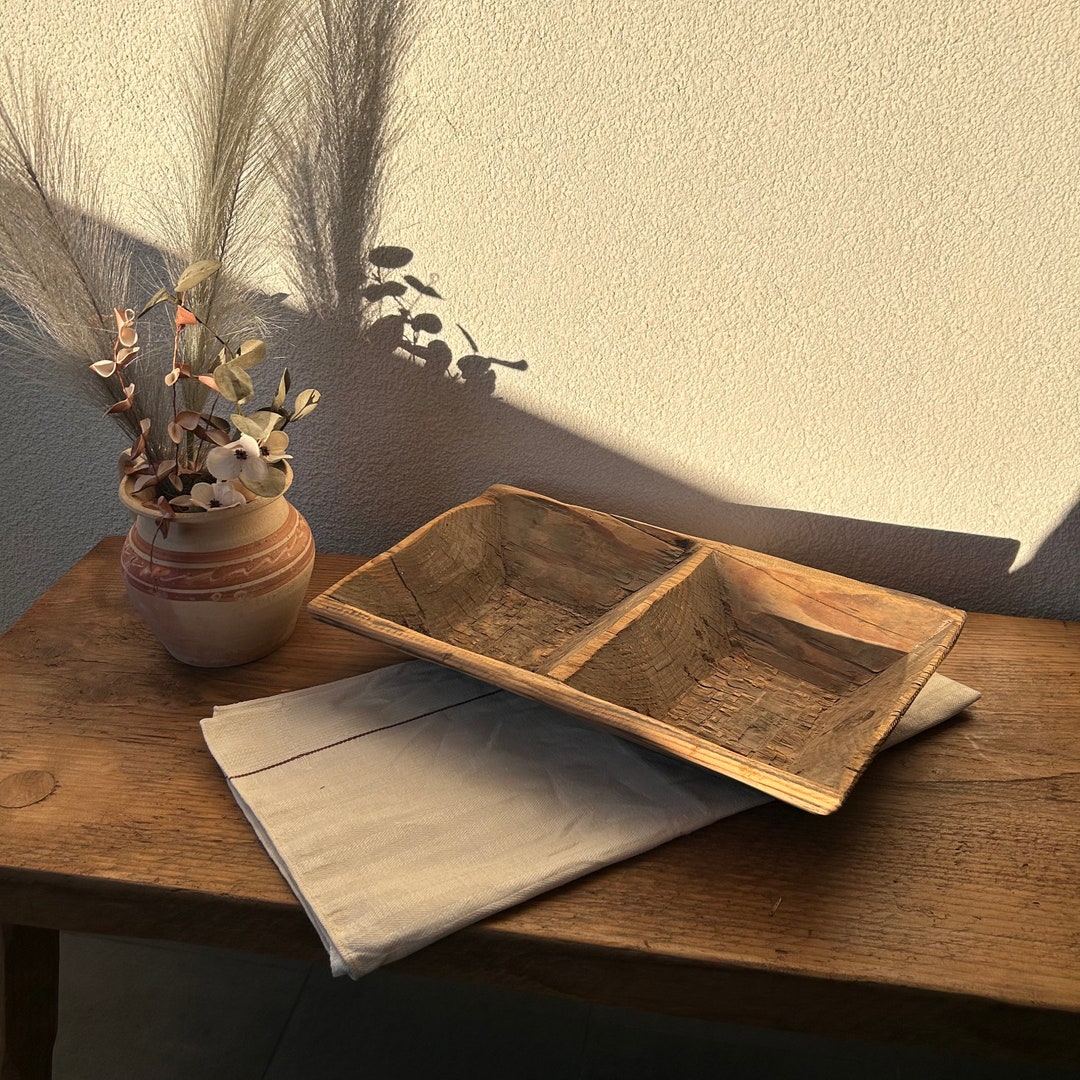 Antique Primitive Wood Bowl, Rustic Wooden Bowl, Serving Bowl, Wooden ...