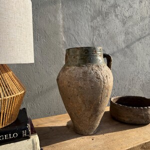 Antique Terracotta Vase, Rustic Turkish Pottery, Primitive Jug, Aged ...