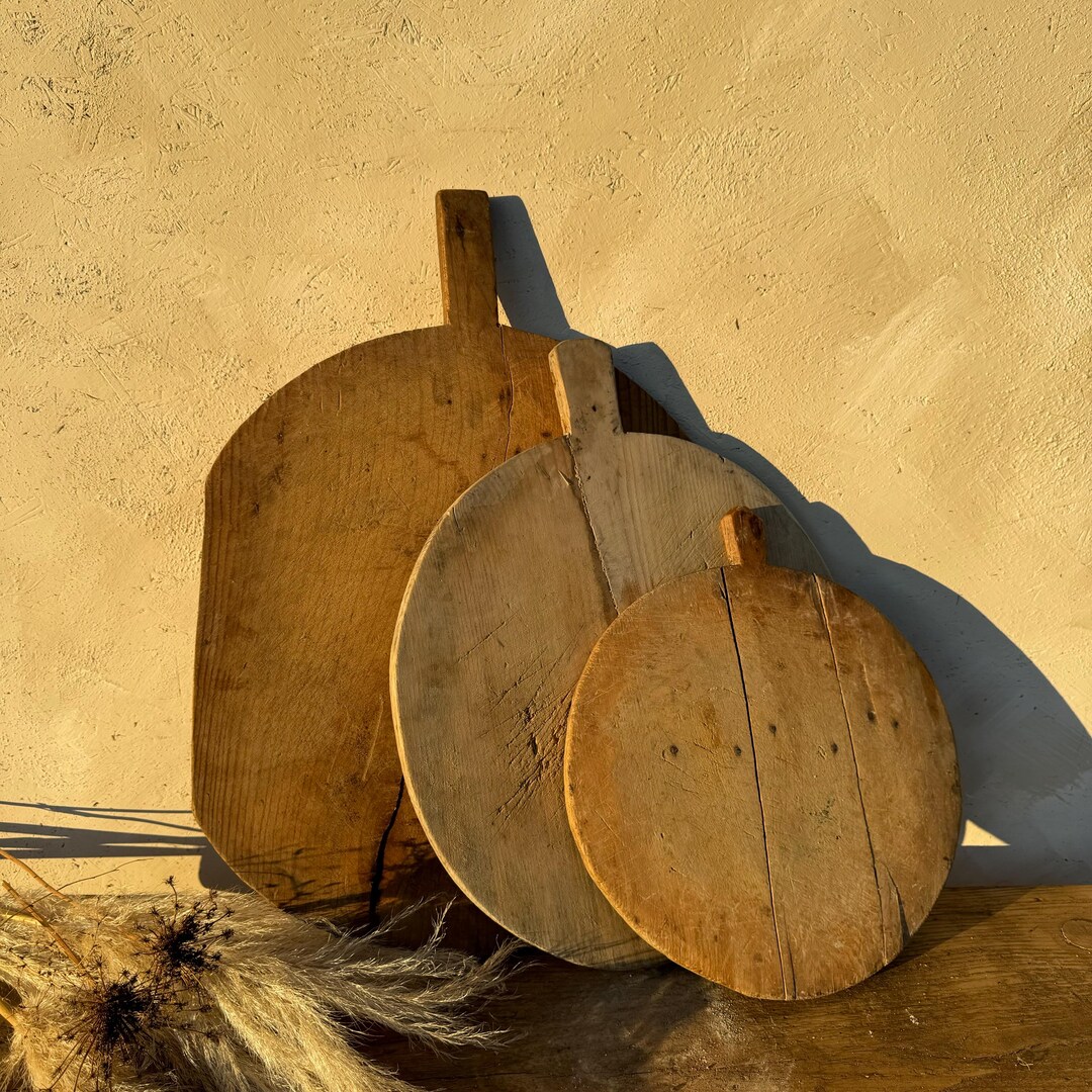 Antique Bread Board Set & Vintage Cutting Board Charcuterie Serving ...