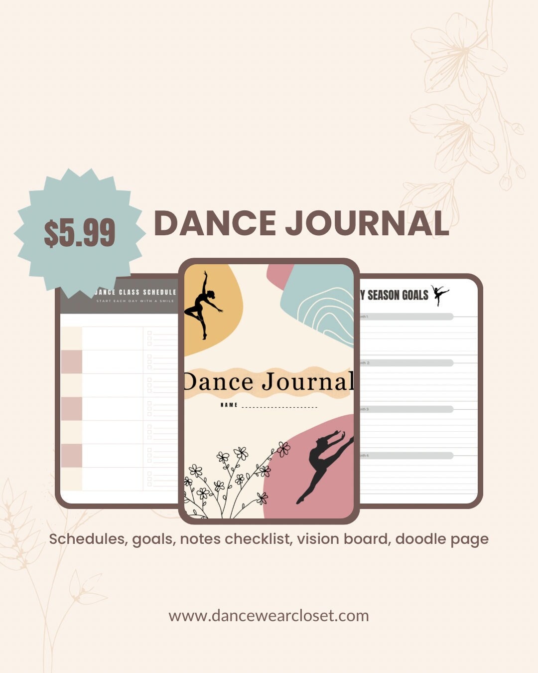 Dance Journal | Digital Printable | Planner | Goal Tracker | Dance ...