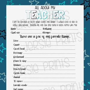 All About My Teacher / Teacher Favorite Things / First Day of School ...
