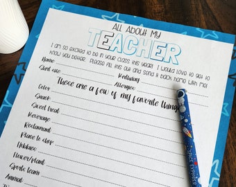 All About My Teacher / Teacher Favorite Things / First Day of School ...