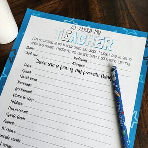 All About My Teacher / Teacher Favorite Things / First Day of School ...