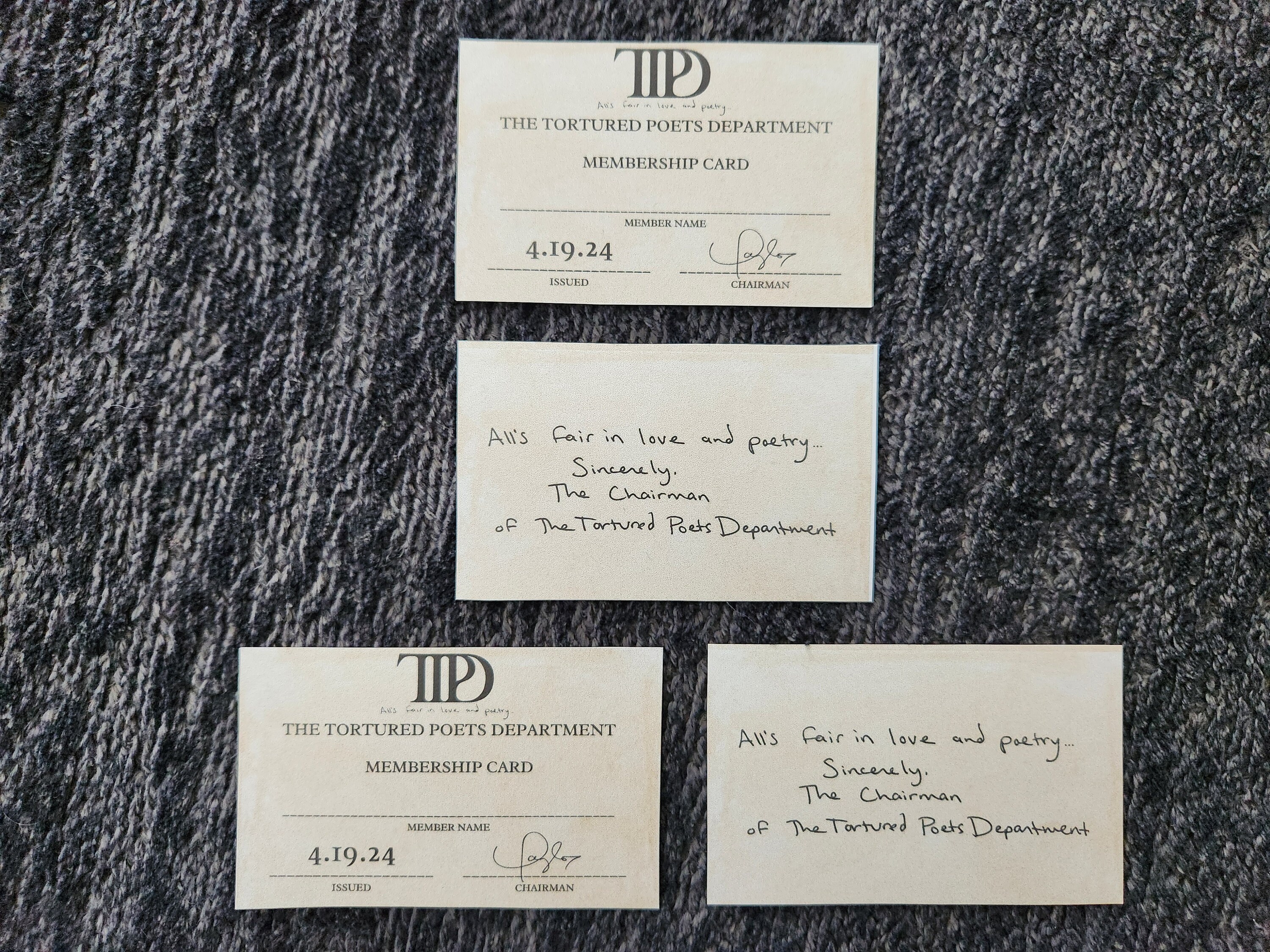 TTPD Membership Card / TS Album / Swiftie Card / Taylor / Tortured ...