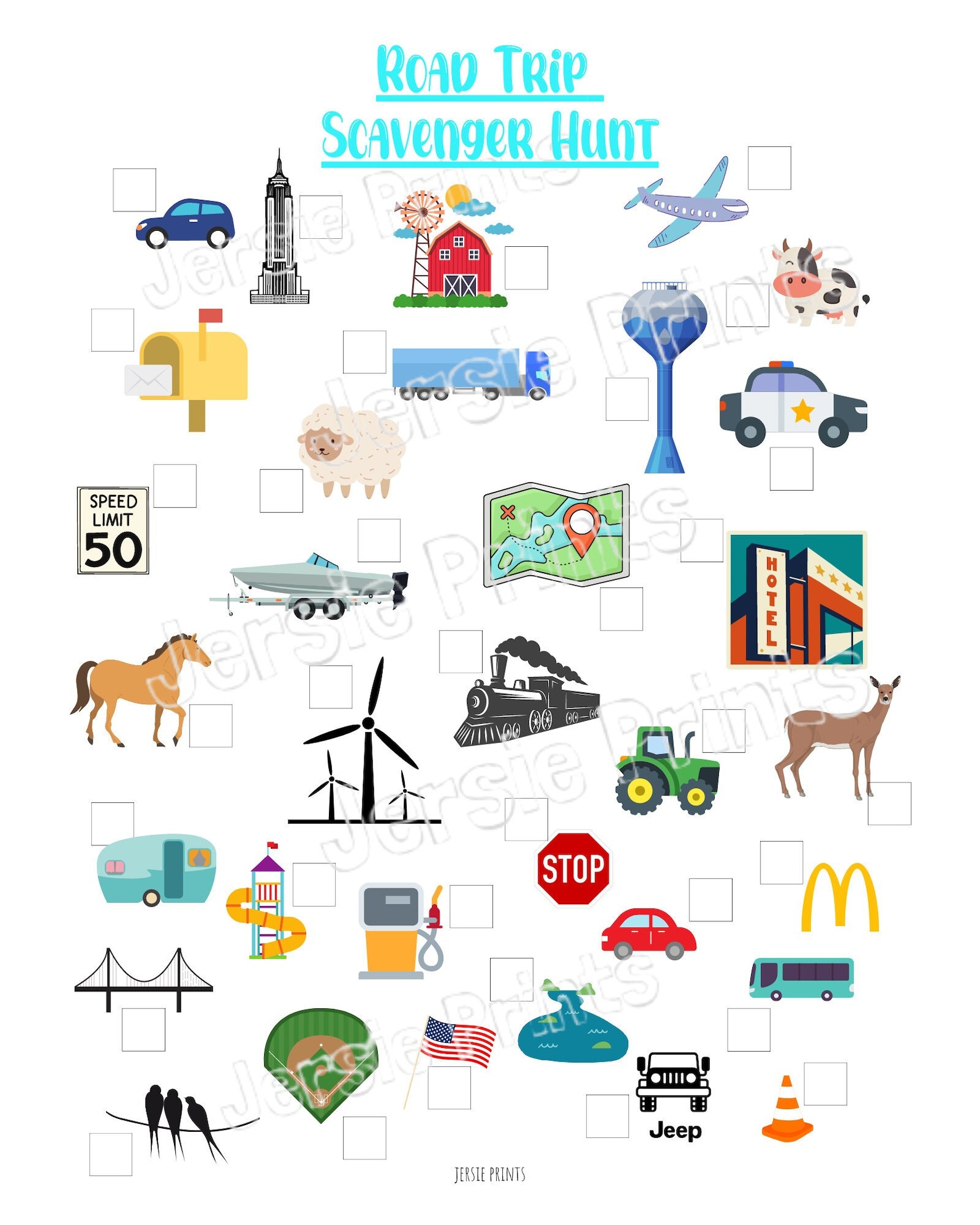 Road Trip Scavenger Hunt / Travel Game Printables / Search and Find ...