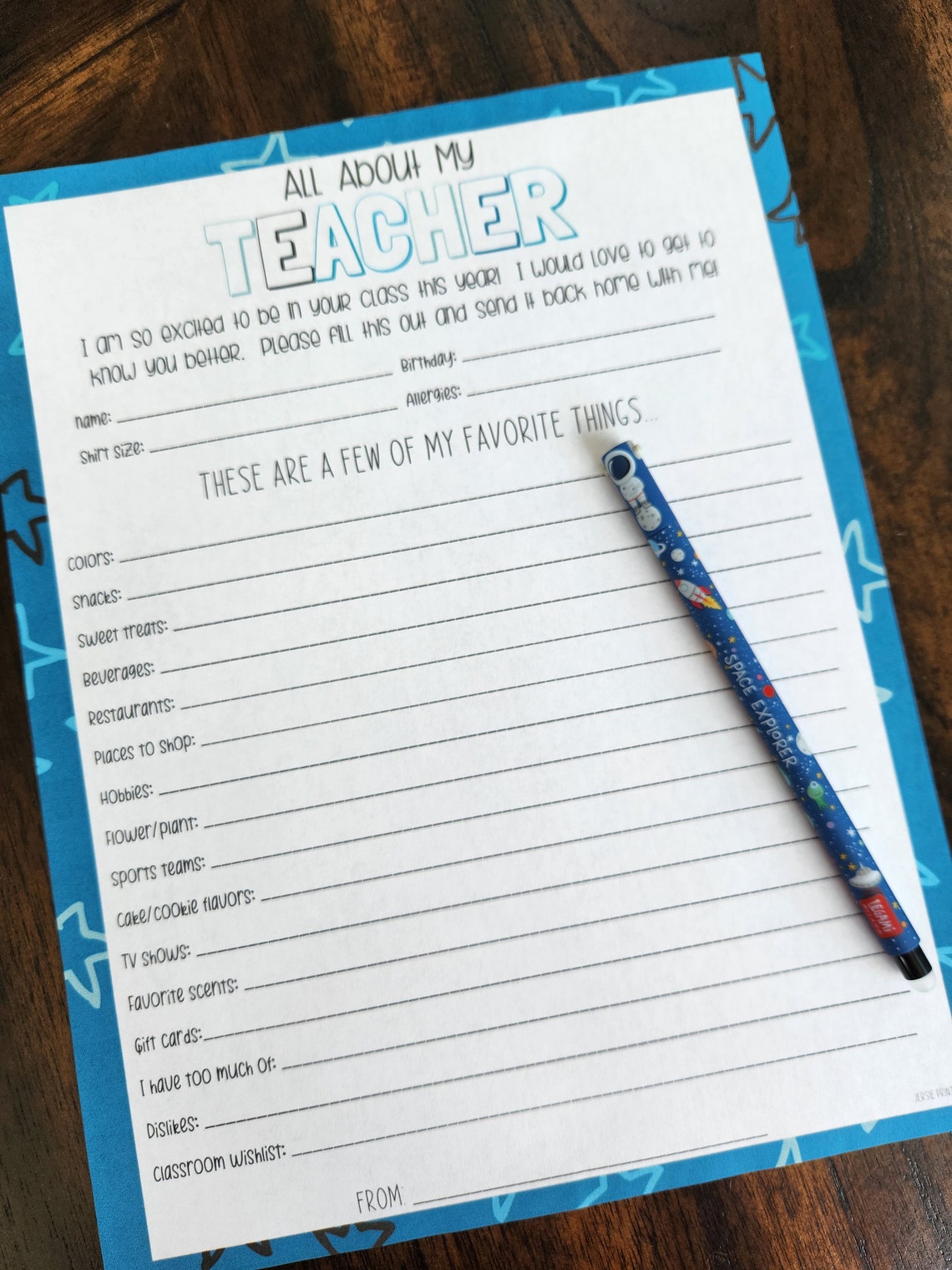 All About My Teacher / Teacher Favorite Things / First Day of School ...
