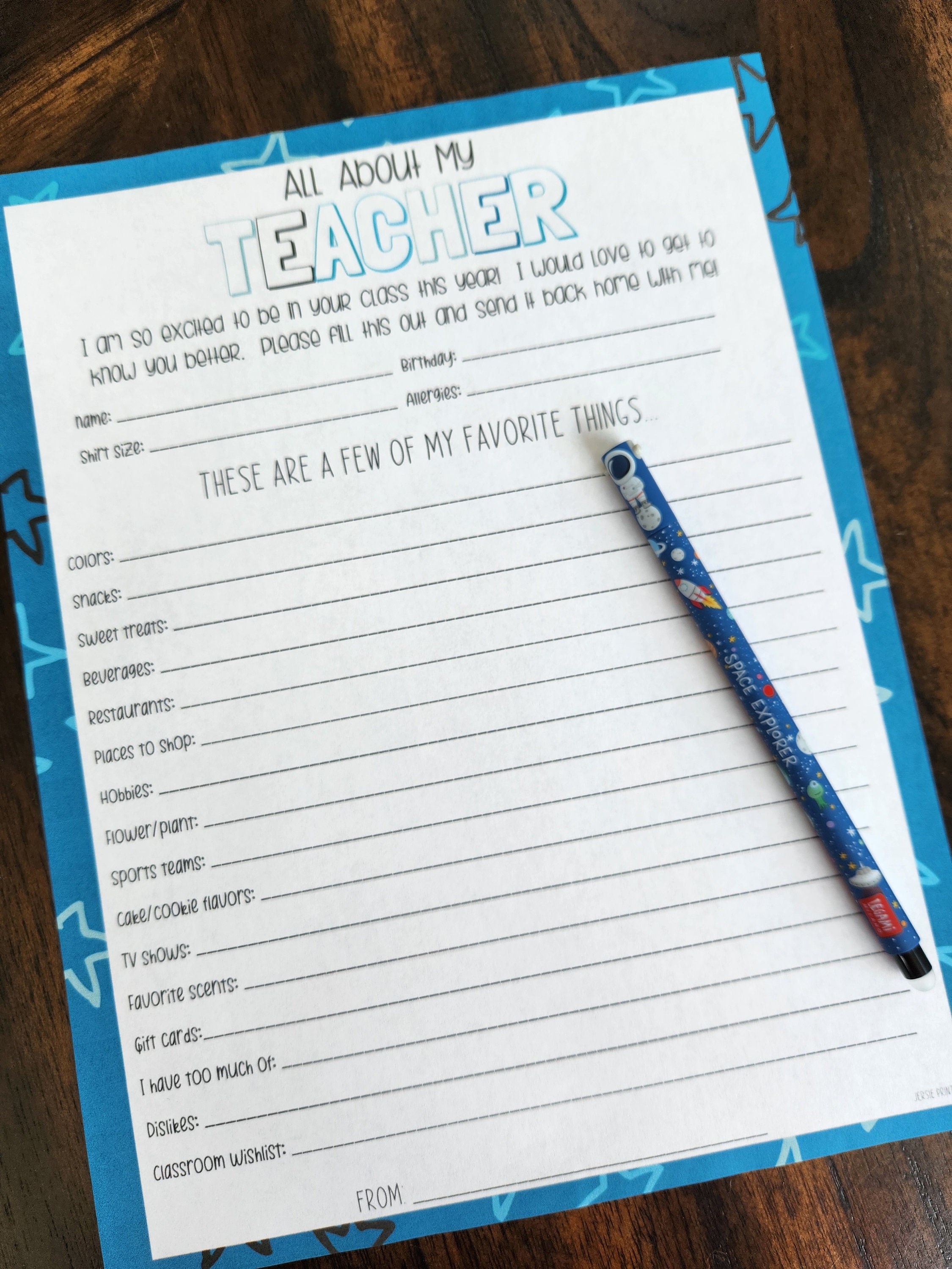 All About My Teacher / Teacher Favorite Things / First Day of School ...