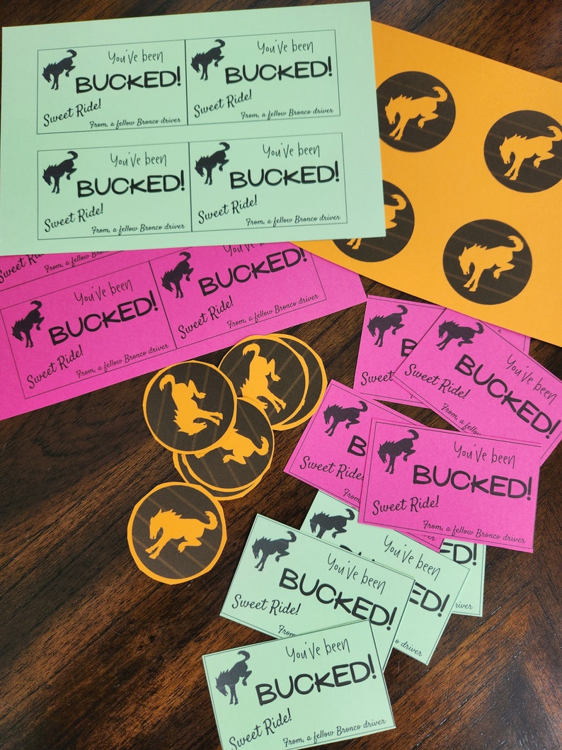You've Been Bucked Printable Cards / Bronco Game / Buck Buck Bronco ...