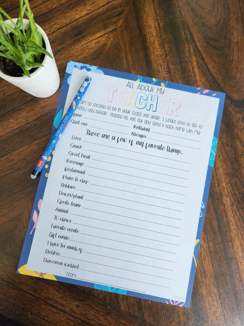 All About My Teacher / Teacher Favorite Things / First Day of School ...