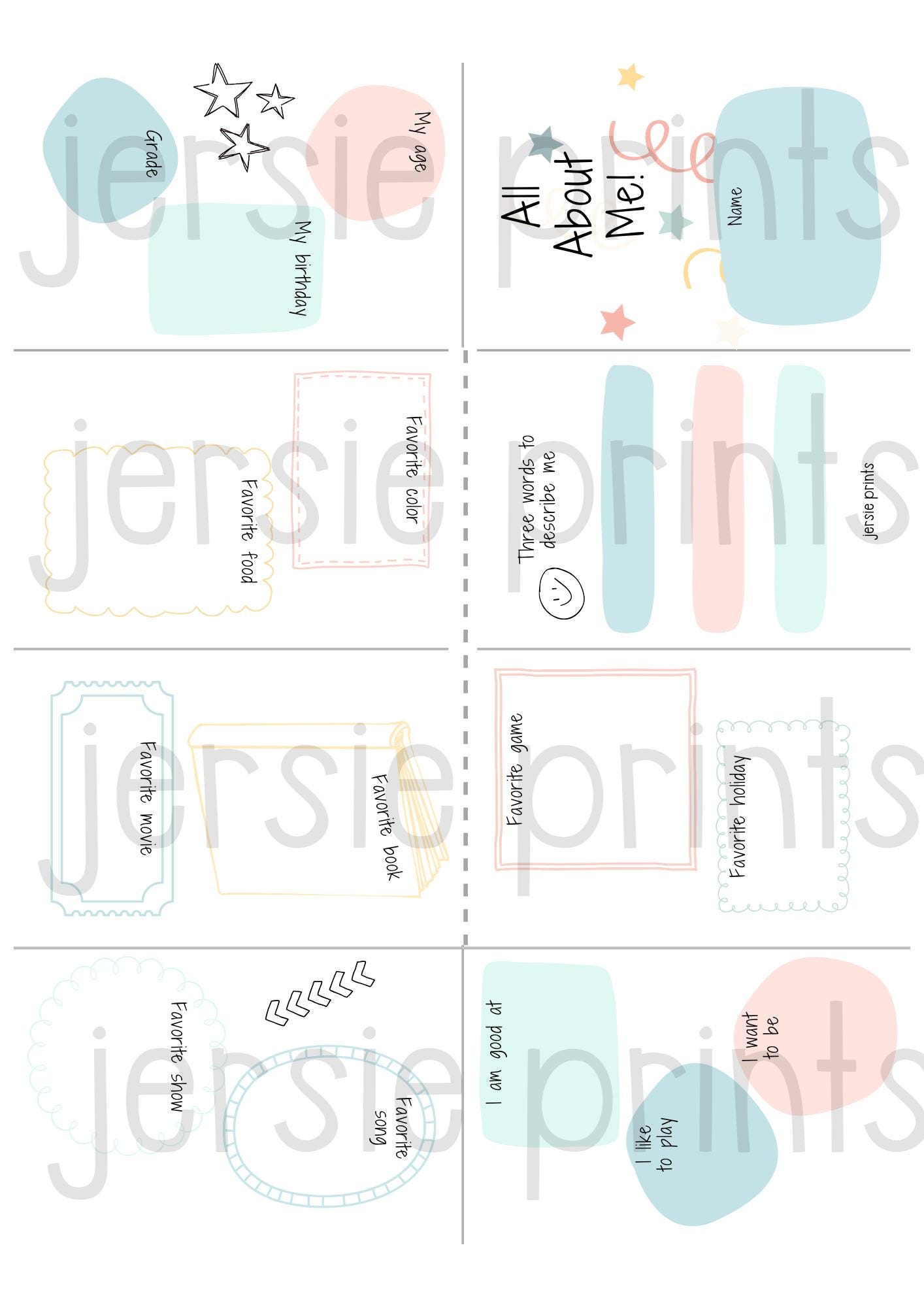 Mini All About Me Book Printable / Student Activity Book / Class ...