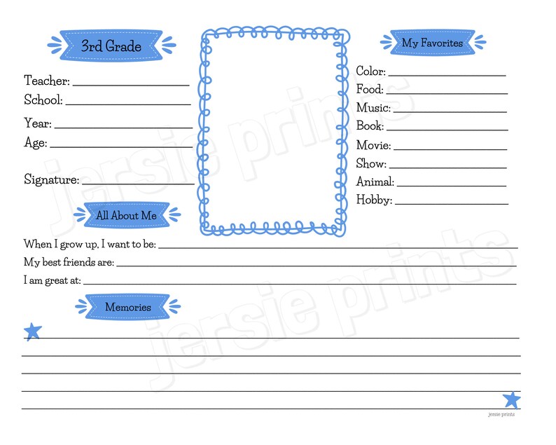 School Memory Keeper Printable: Grade School Keepsake (PDF) - Etsy
