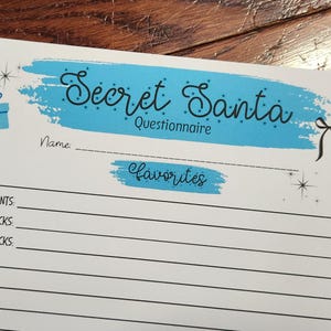 Secret Santa Questionnaire Survey / Coworker Favorite Things / Team ...