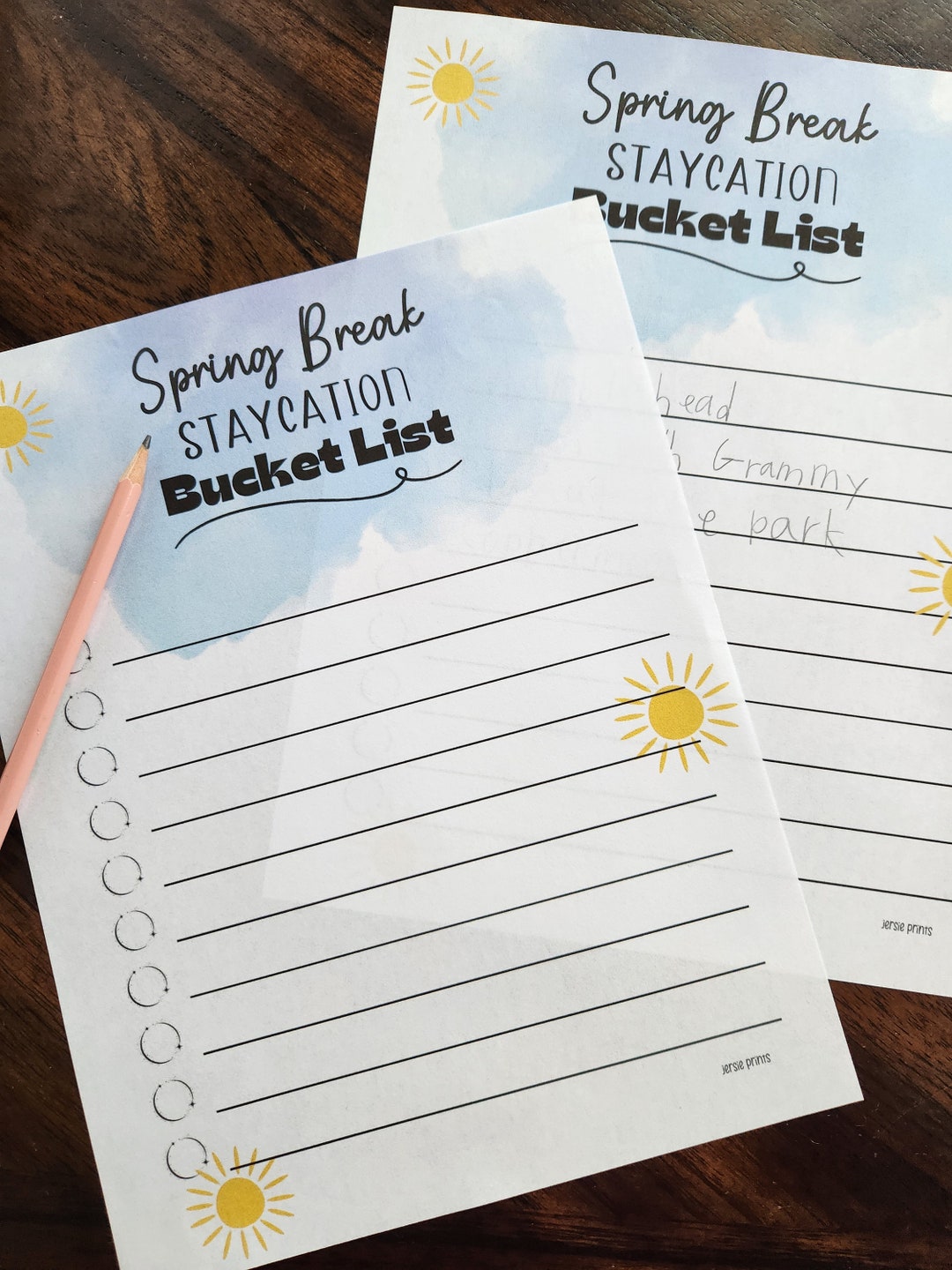 Spring Break Bucket List / Staycation / Bucket List Printable - Etsy