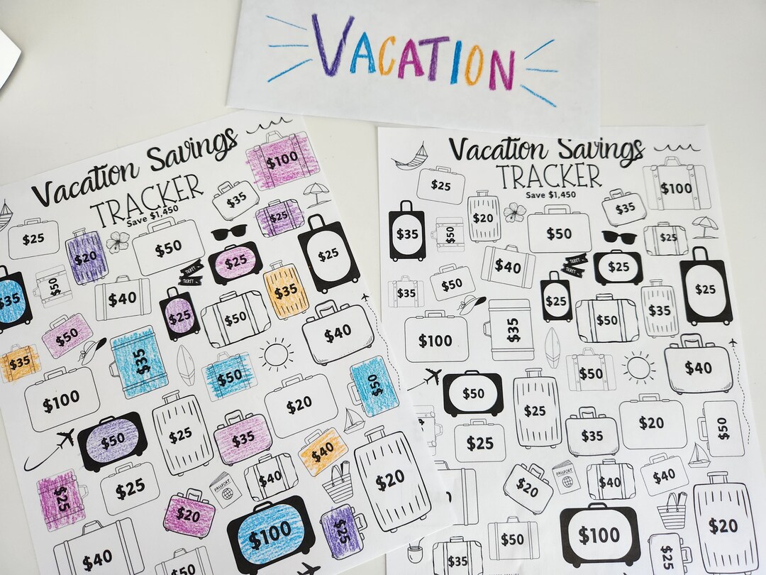 Vacation Savings Tracker / Savings Challenge / Vacation Fund / Money ...