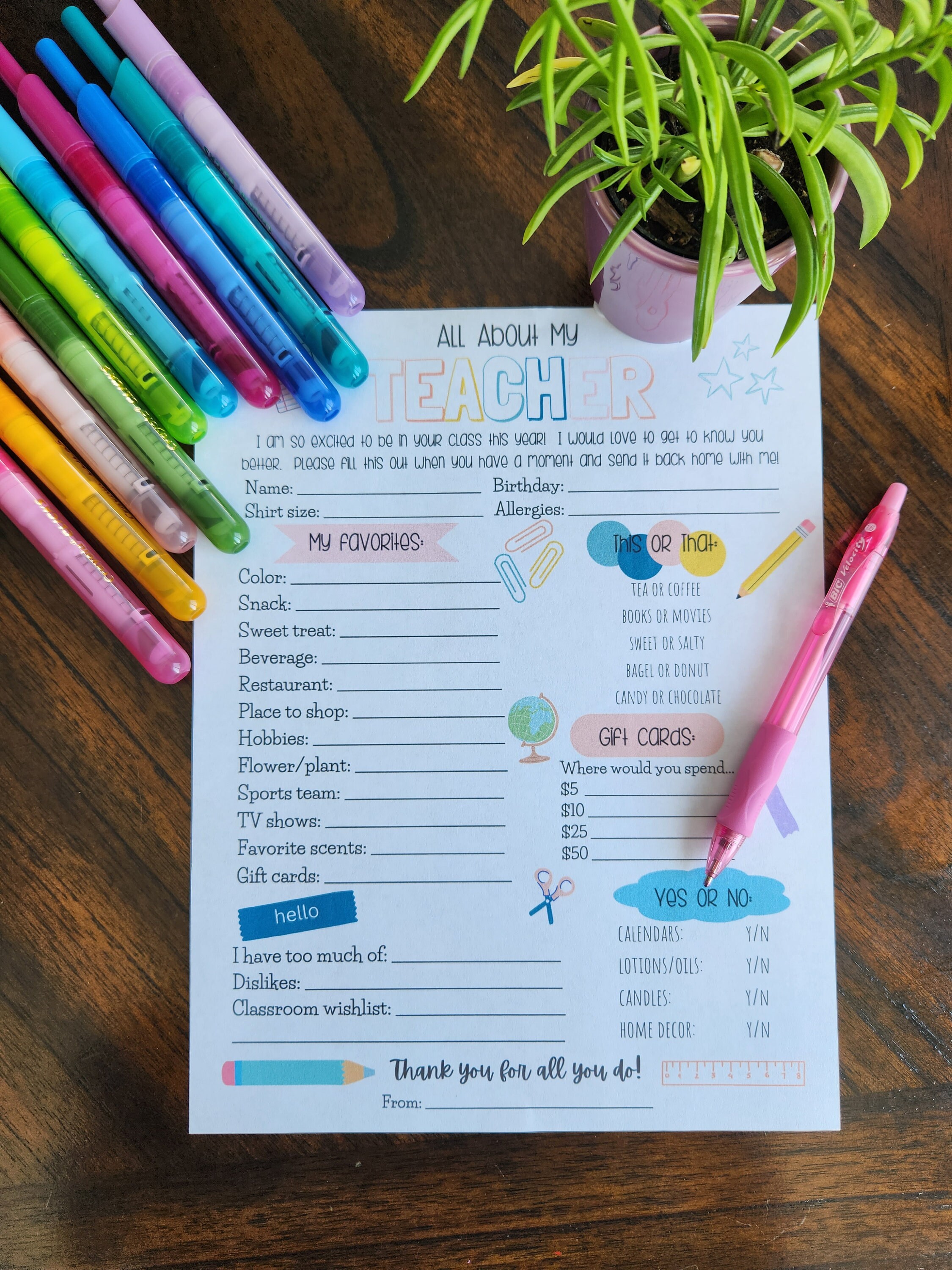 All About My Teacher / Teacher Favorite Things / First Day of School ...