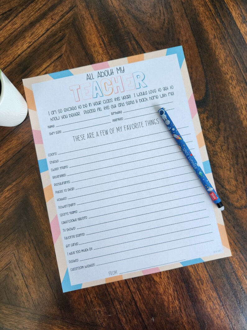 All About My Teacher / Teacher Favorite Things / First Day of School ...