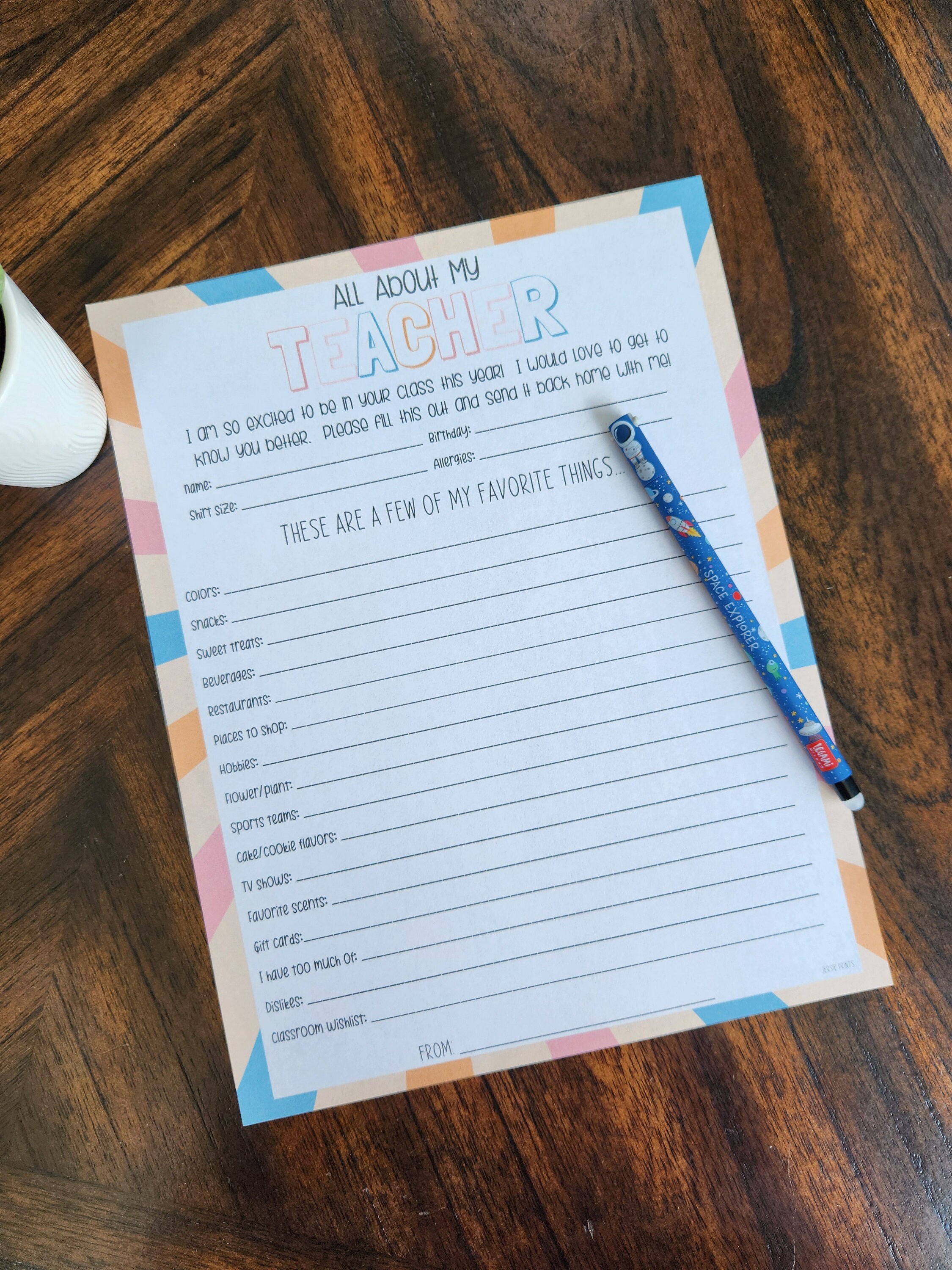 All About My Teacher / Teacher Favorite Things / First Day of School ...