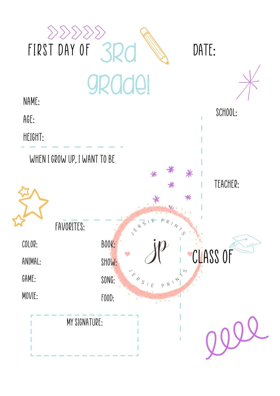 Third Grade Printable Bundle / Back to School / Memory Book Keepsake ...