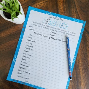 All About My Teacher / Teacher Favorite Things / First Day of School ...